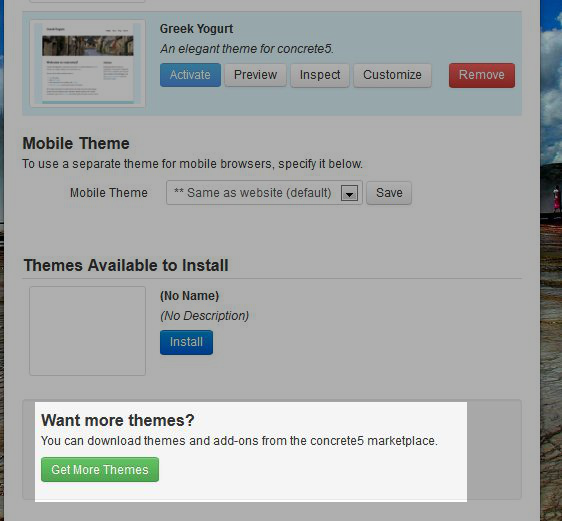 Installing a Marketplace Theme in Concrete5 | Web Hosting Hub